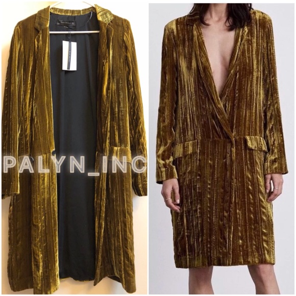 Zara | Jackets & Coats | Zara Velvet Frock Doublebreasted Coat Jacket ...